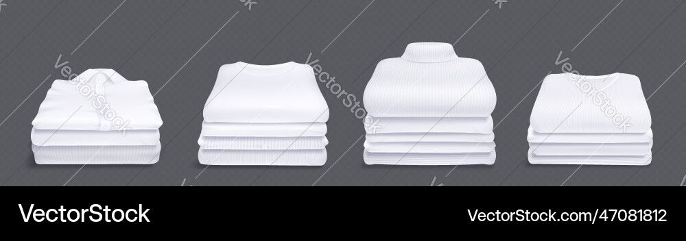 Realistic set of white clothes stack Royalty Free Vector