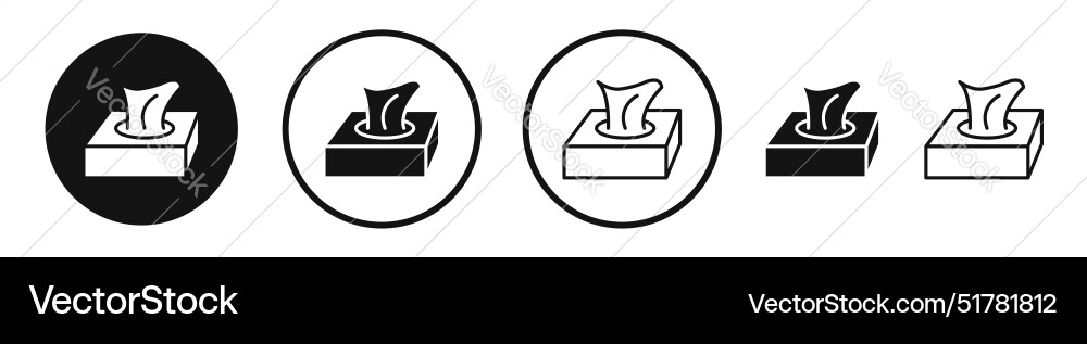 Tissue box icon set black filled and outlined Vector Image