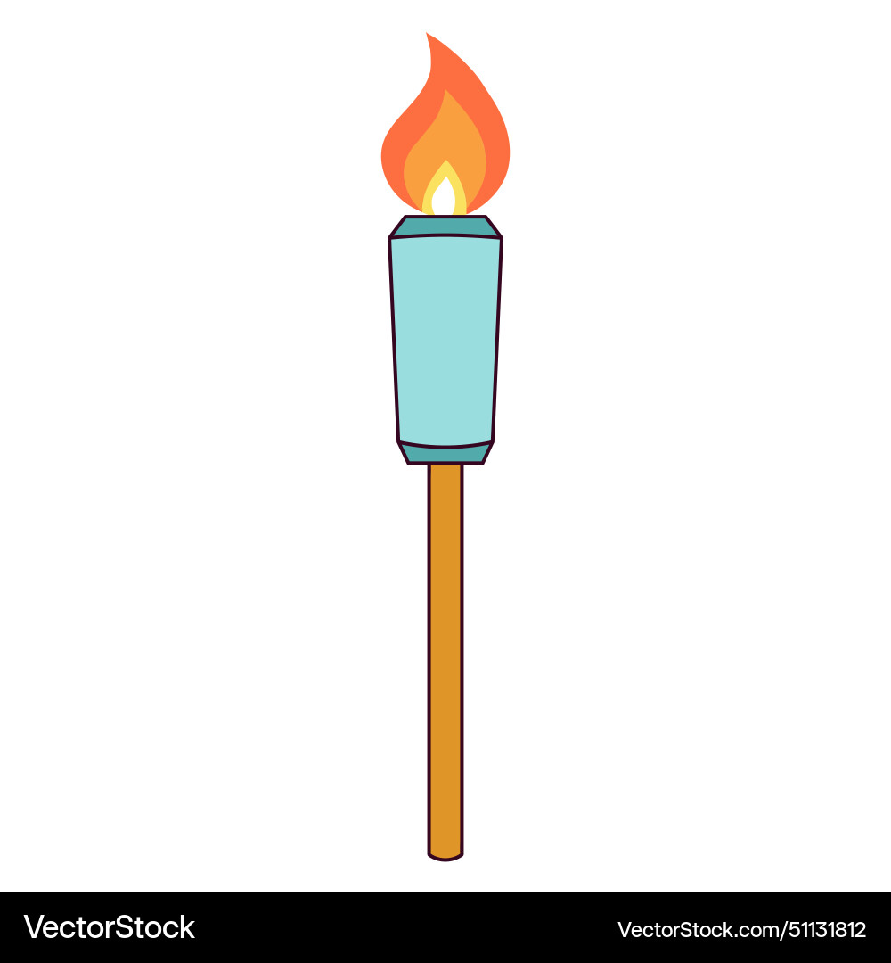 Torch with fire flat icon Royalty Free Vector Image