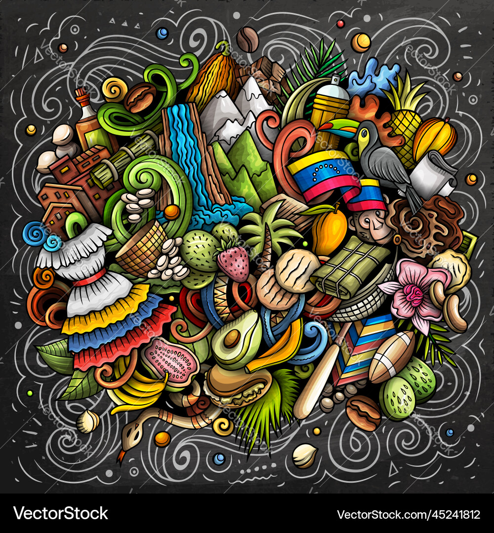 Venezuela cartoon doodle chalkboard Royalty Free Vector