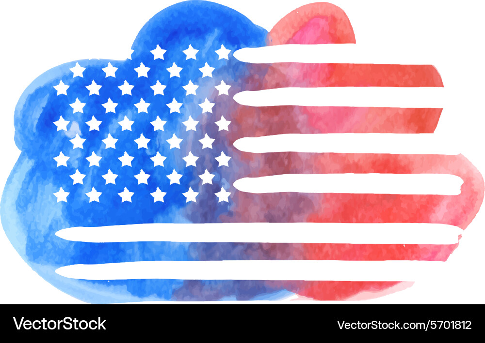 Watercolor American Flag Art Royalty Free Vector Image