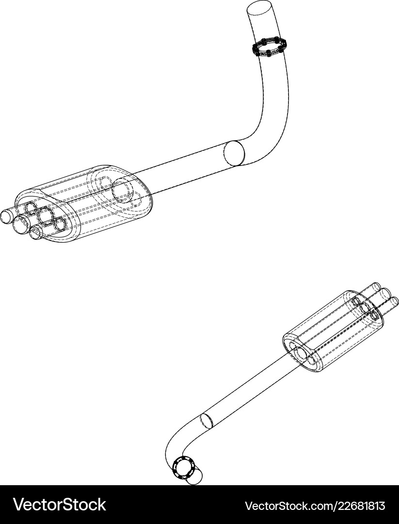 3d model of the exhaust pipe on a white Royalty Free Vector