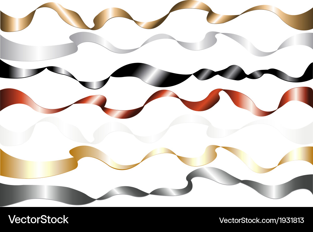 7 colorful metal ribbons Royalty Free Vector Image