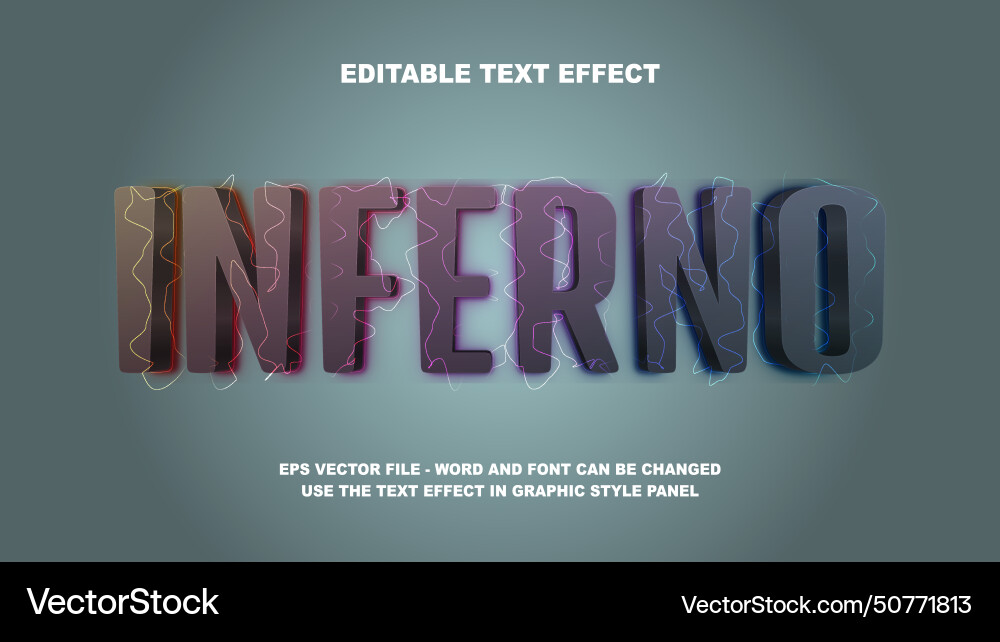 Editable text effect inferno 3d template Vector Image