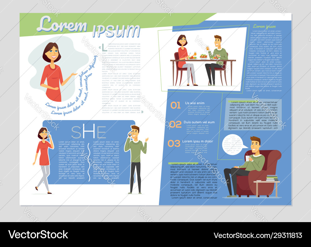 Everyday life daily routine - colorful Royalty Free Vector