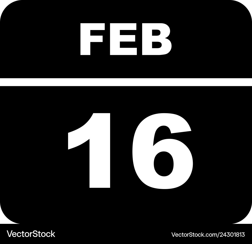 February 16th date on a single day calendar Vector Image