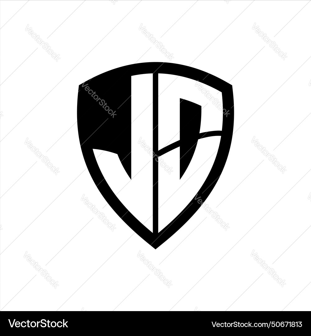 Jo monogram logo with bold letters shield shape Vector Image