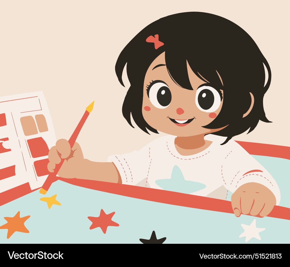 Kid doing drawing Royalty Free Vector Image - VectorStock