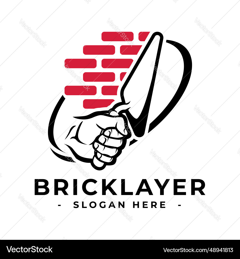 Masonry logo design template bricklayer Royalty Free Vector