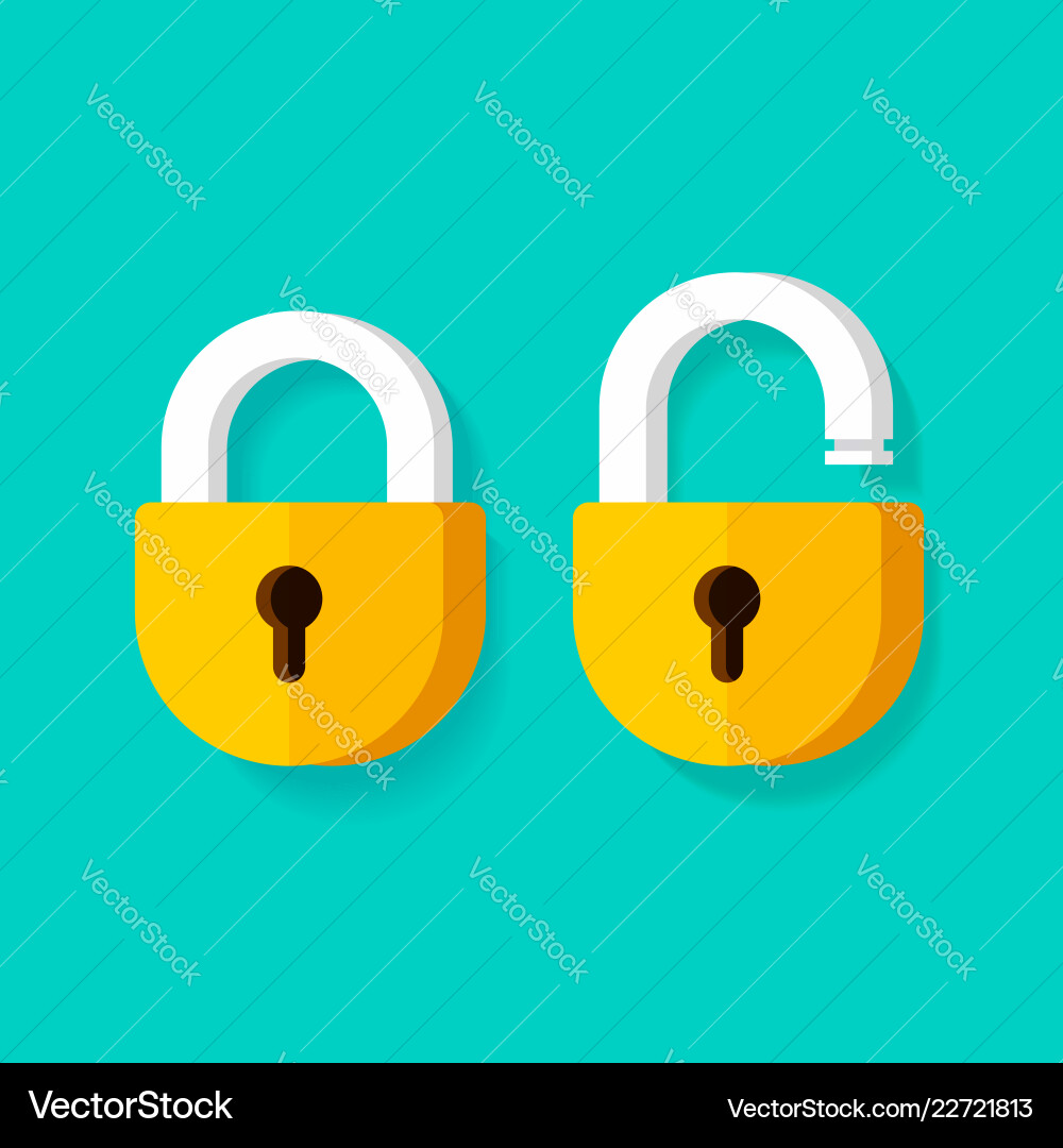 Padlock Icons - Open & Closed Royalty Free Vector Image