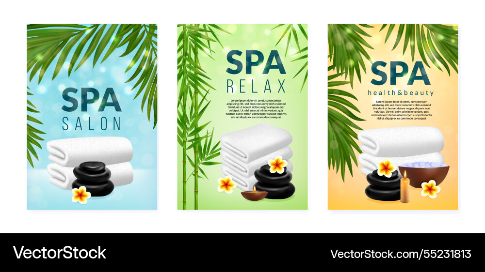Realistic spa posters salon wellness Royalty Free Vector