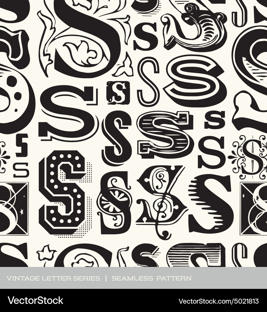 Seamless vintage pattern of the letter s Vector Image