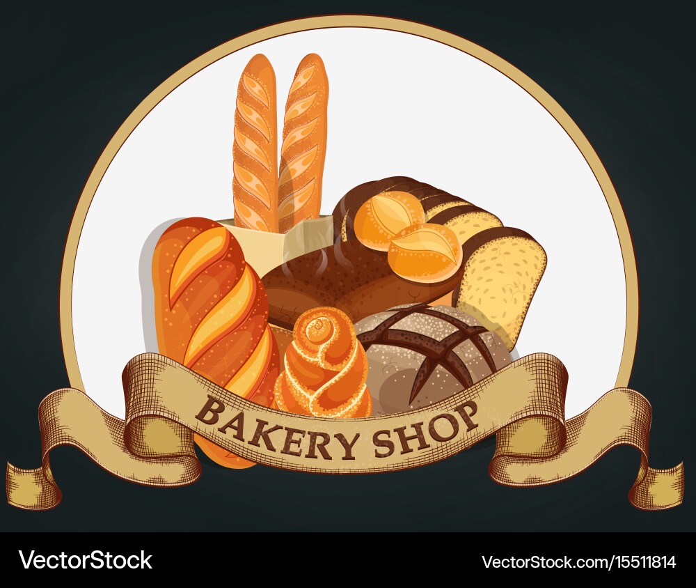 Baking shop emblem bread logo for bakery Vector Image