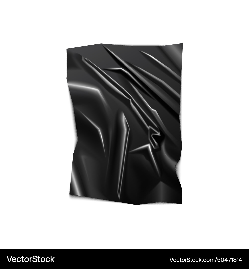 Black latex fabric with crumpled texture 3d wet Vector Image