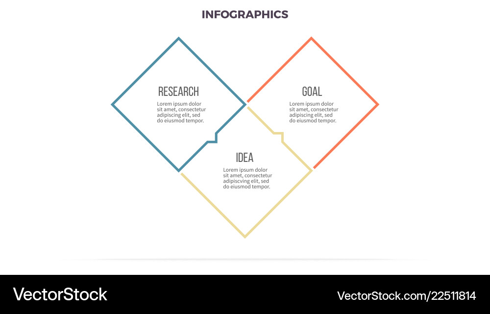 Business infographics timeline with 3 steps Vector Image