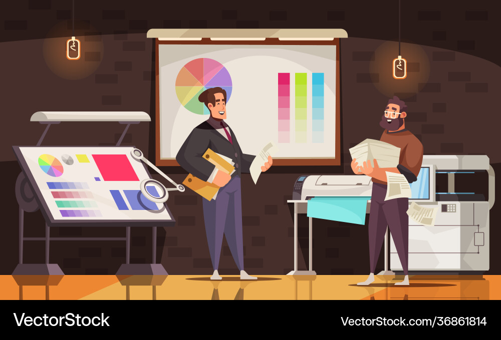 Cartoon printing house Royalty Free Vector Image