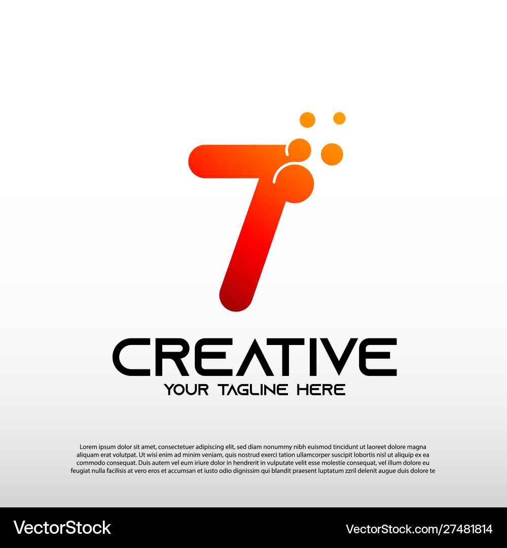 Creative logo with initial number seven 7 Vector Image
