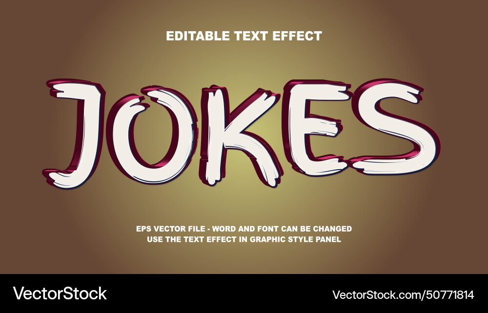 Editable text effect jokes 3d template Royalty Free Vector