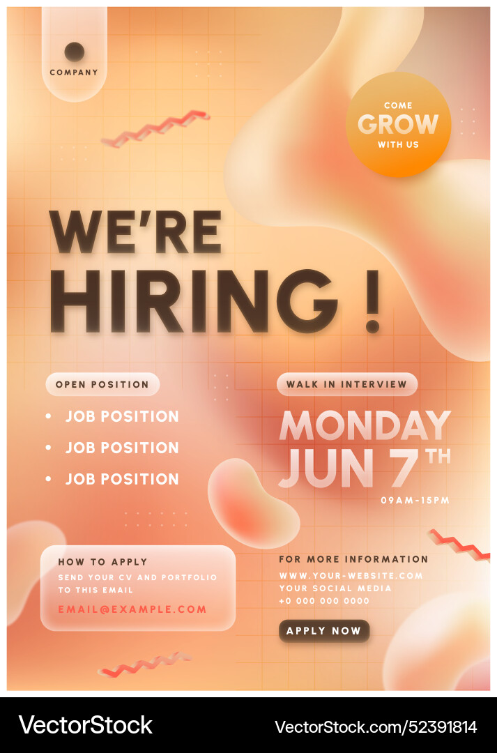 Gradient hiring poster and flyer template Vector Image