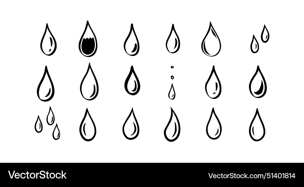 Hand drawn doodle water drop drops icons Vector Image