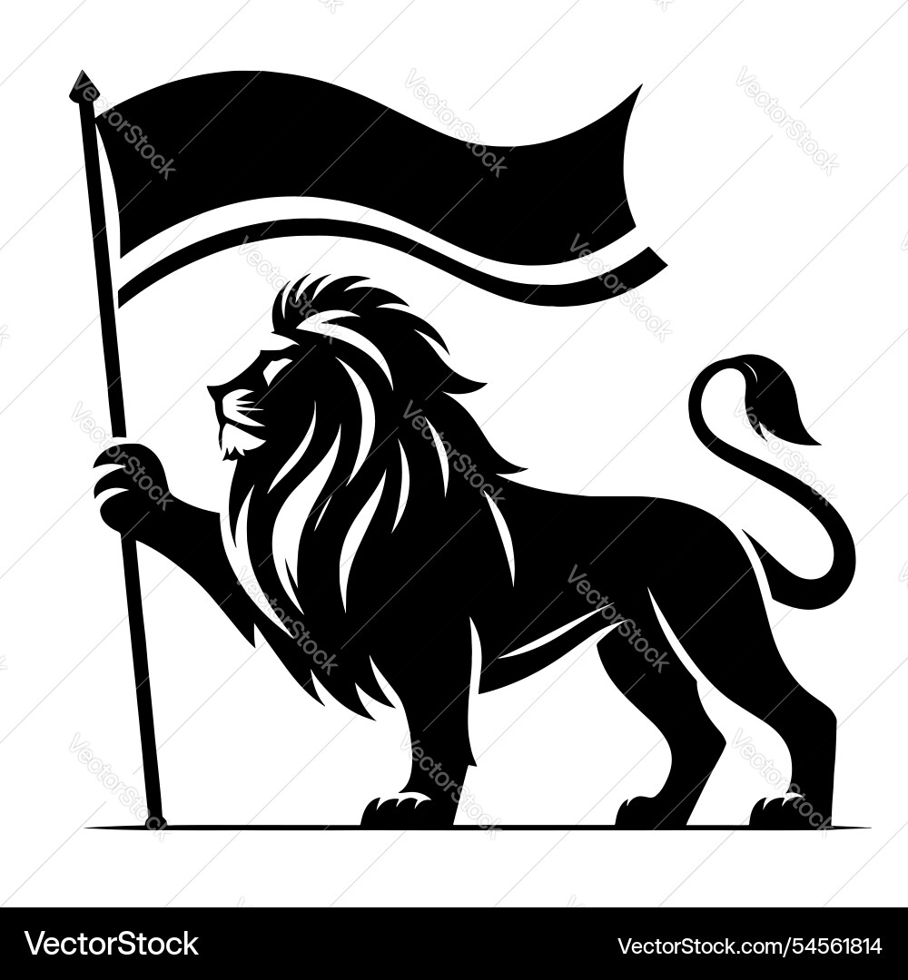 Lion holding a flag Royalty Free Vector Image - VectorStock