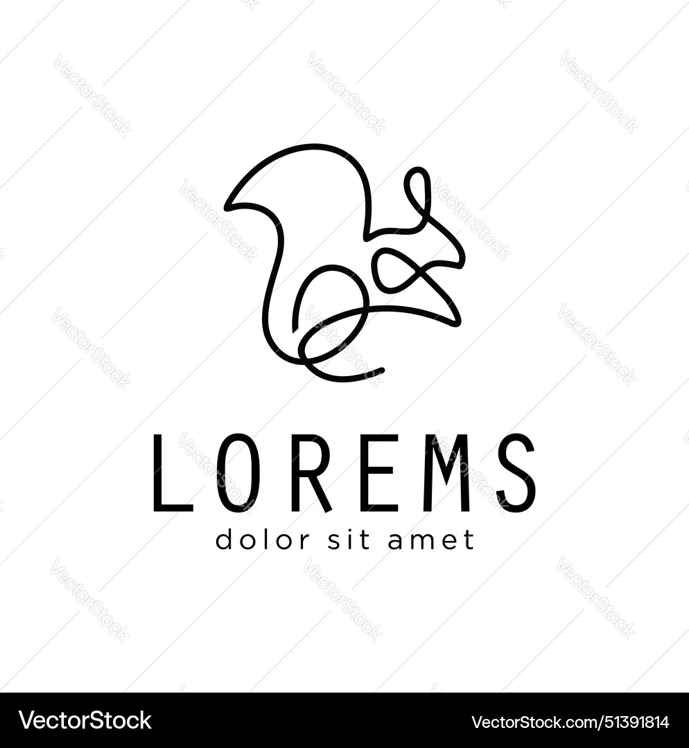 One continuous line art squirrel logo design Vector Image