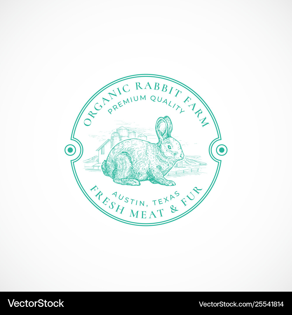 Rabbit farm framed retro badge or logo template Vector Image