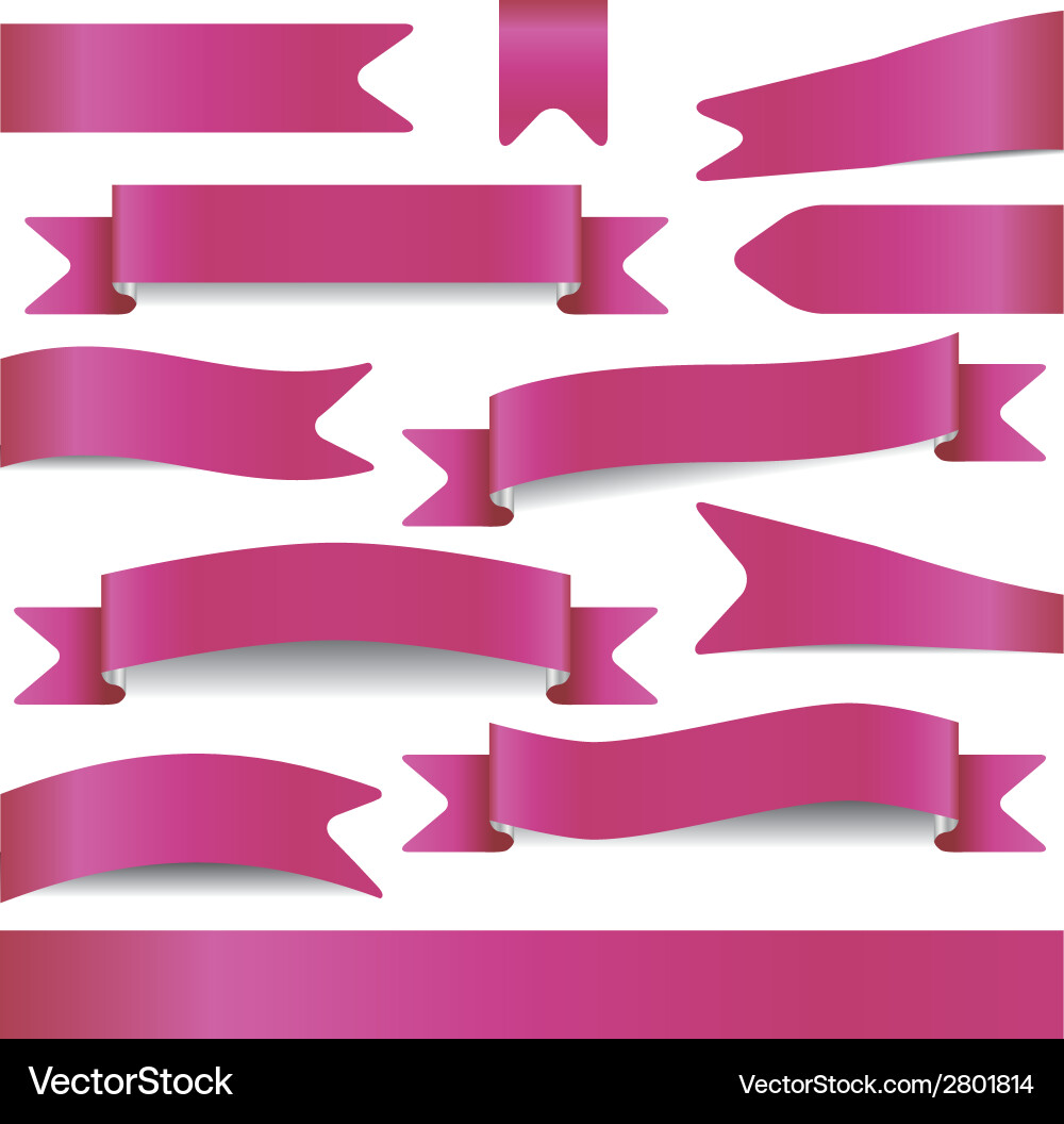 Set of pink ribbons Royalty Free Vector Image - VectorStock
