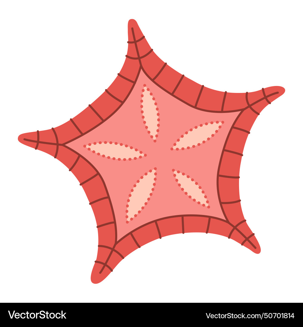 Starfish hand drawn cartoon style flat Royalty Free Vector