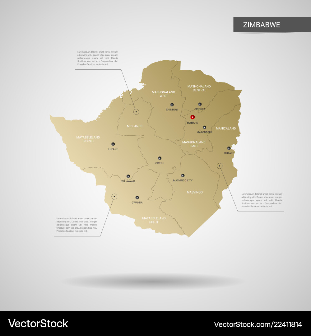 Stylized zimbabwe map Royalty Free Vector Image
