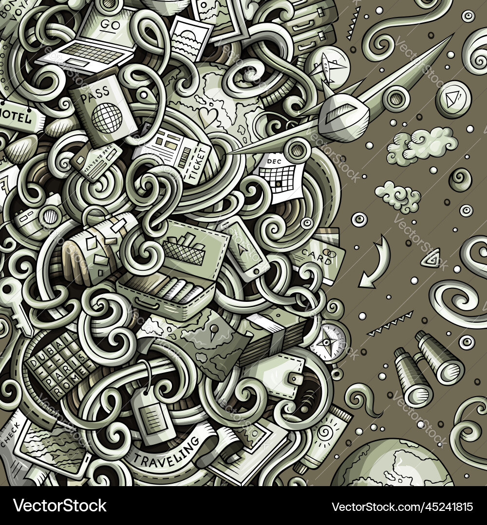 Cartoon cute doodles travel frame design Vector Image