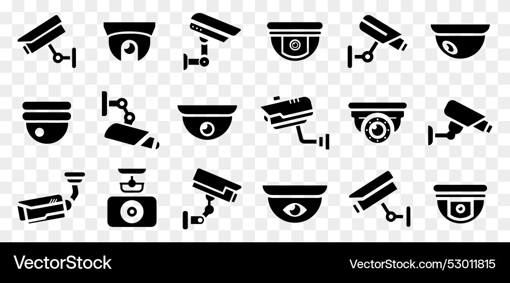 Cctv security video camera icons collection set Vector Image