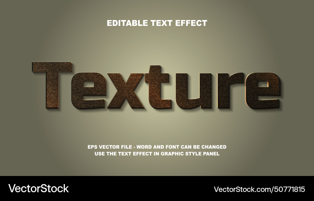 Editable text effect texture 3d template Vector Image