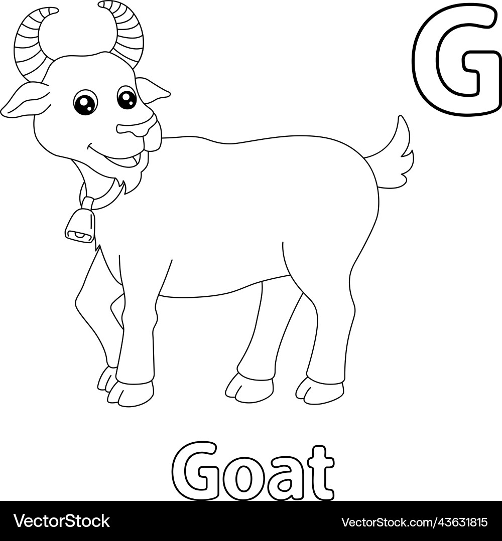 Goat alphabet dinosaur abc coloring page Vector Image