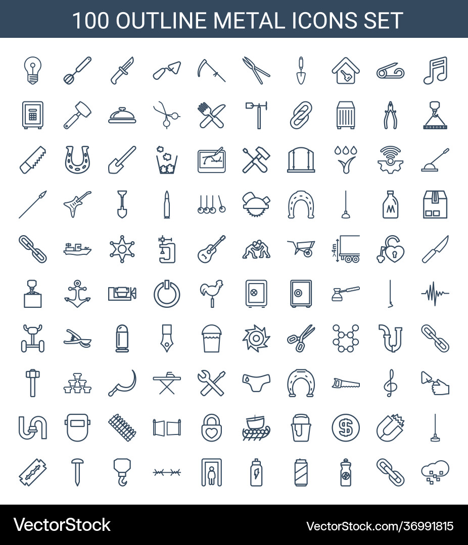 Metal icons Royalty Free Vector Image - VectorStock