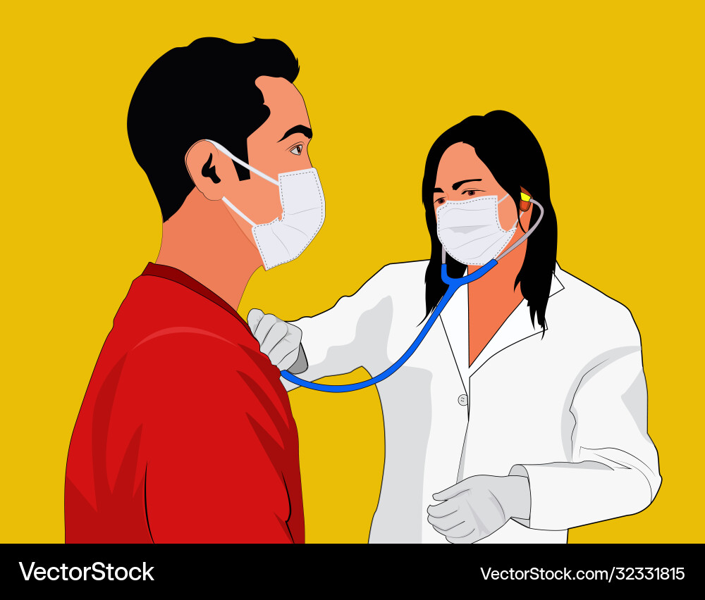 Showing a doctor checking patient Royalty Free Vector Image