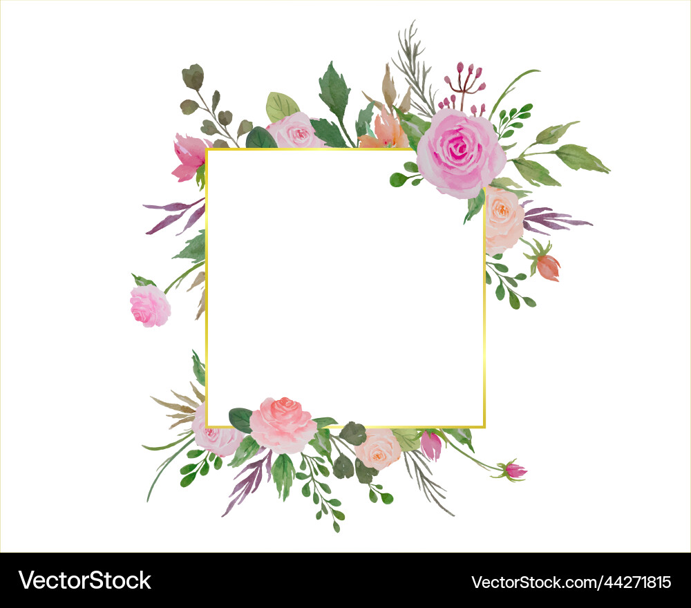 Watercolor Floral Frame Royalty Free Vector Image