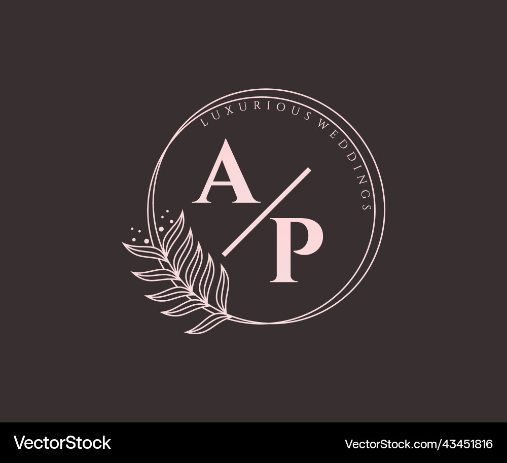 Ap Initialen Brief Hochzeit Monogramm Logos Vektorbild
