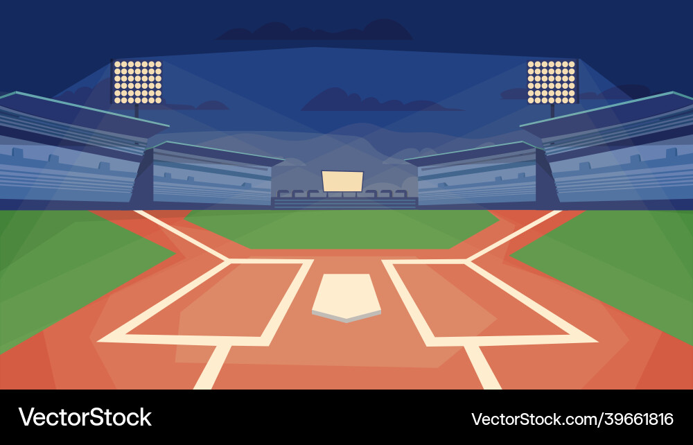 Baseball stadium concept in flat cartoon design Vector Image