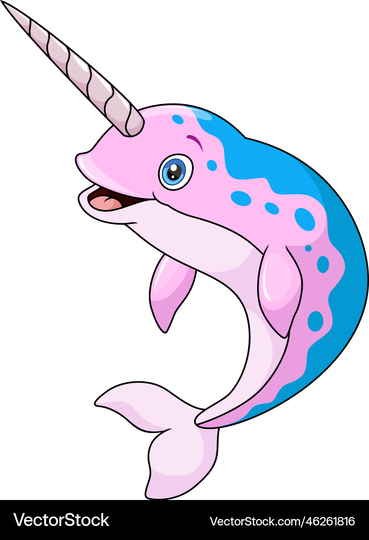 Cute narwhal cartoon on white background Vector Image