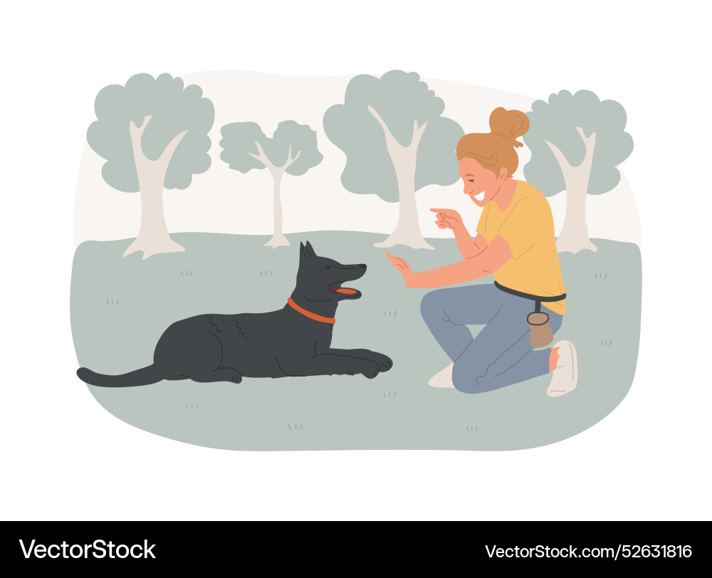 Dog obedience trainer isolated cartoon Royalty Free Vector