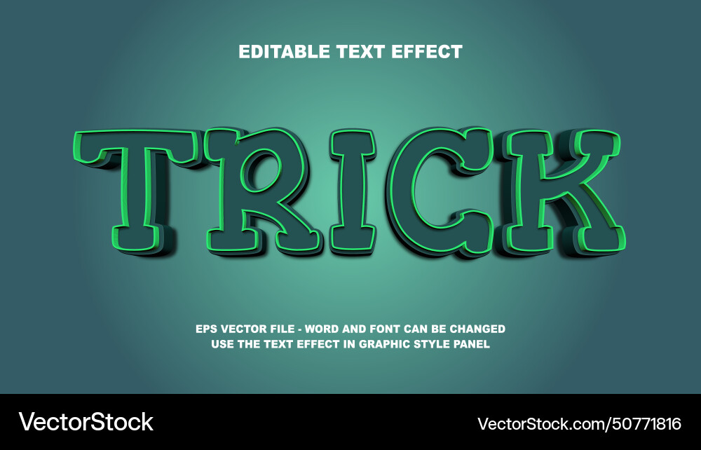 Editable text effect trick 3d template Royalty Free Vector