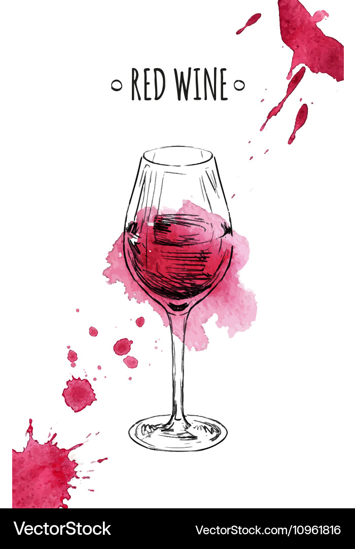 Glass of red wine Royalty Free Vector Image - VectorStock