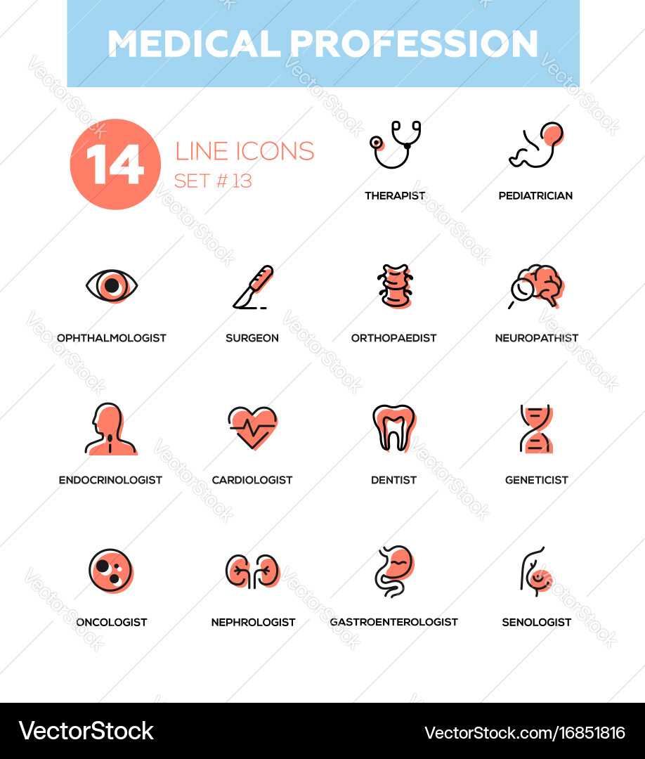 Medical Professionals Line Icons Royalty Free Vector Image