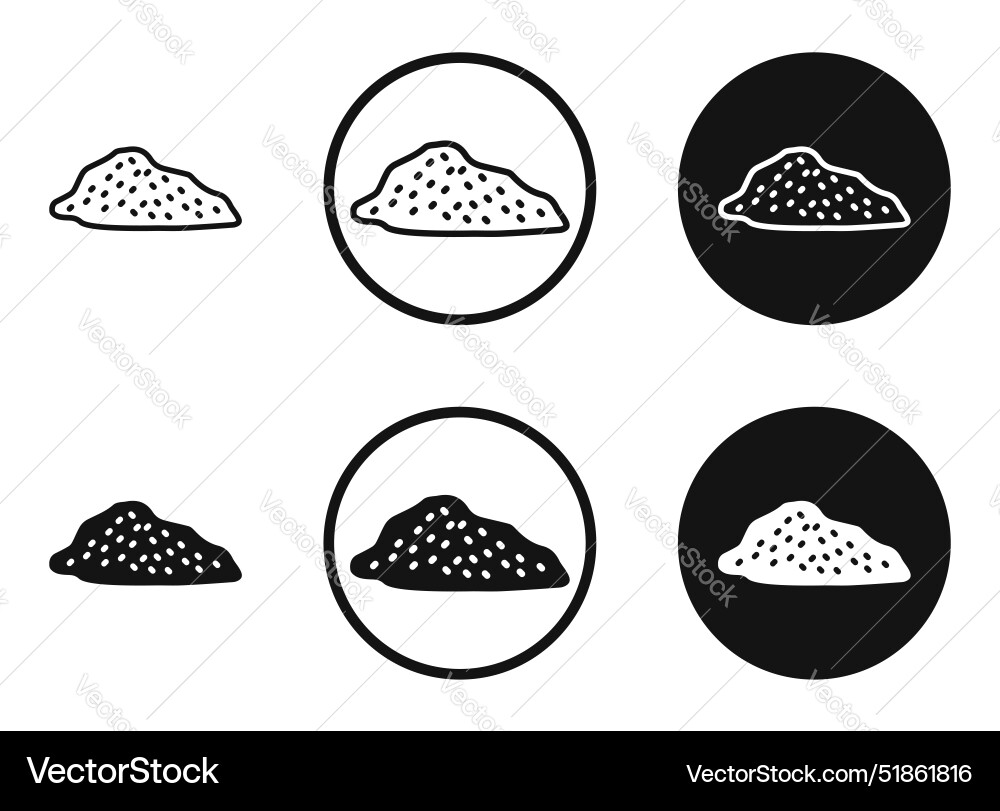 Mound icon set in black and white outlines Vector Image