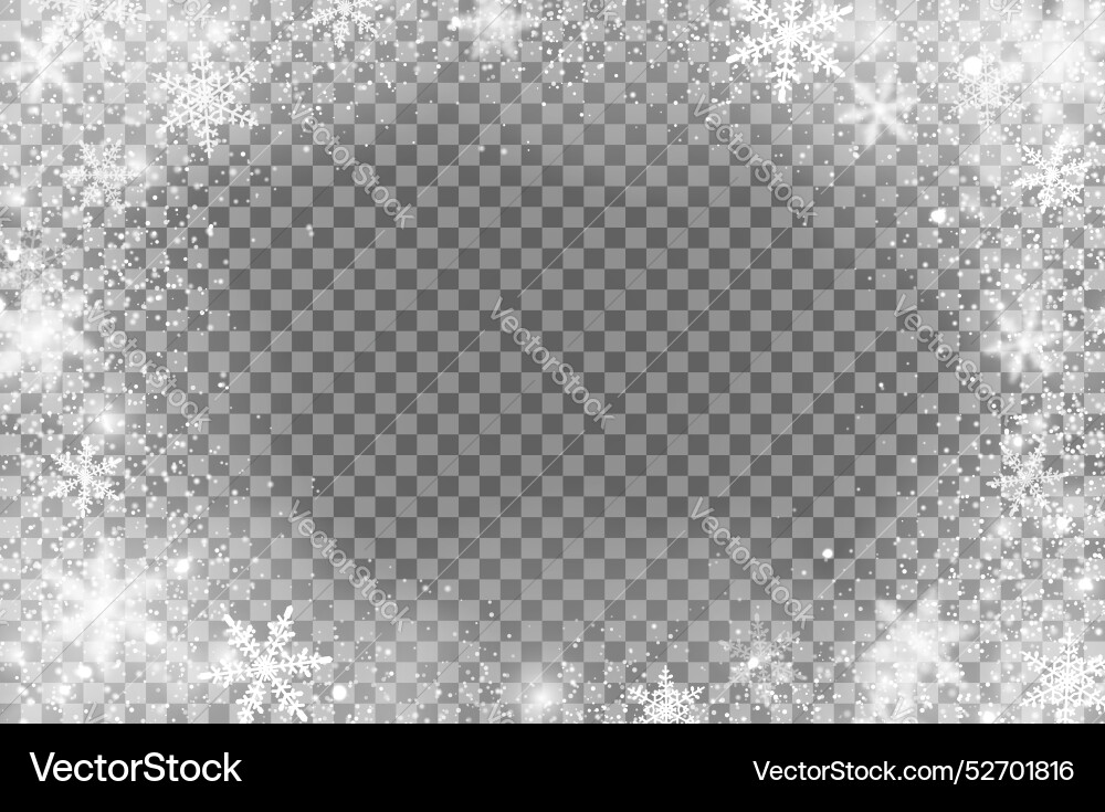 Realistic christmas snowfall snowflakes frame Vector Image