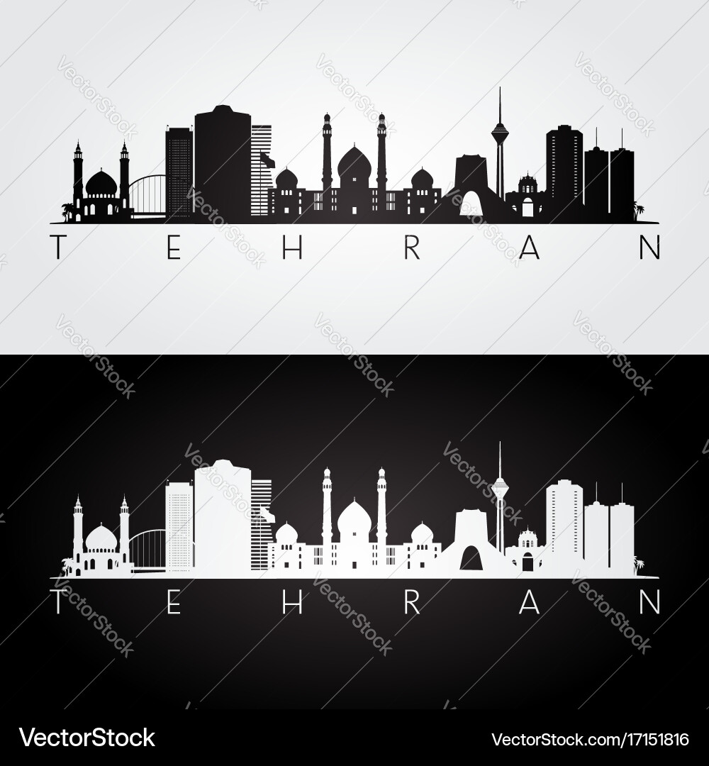 Tehran Skyline Silhouette Royalty Free Vector Image