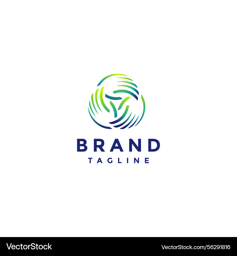 Three hands rotating lines logo design Royalty Free Vector
