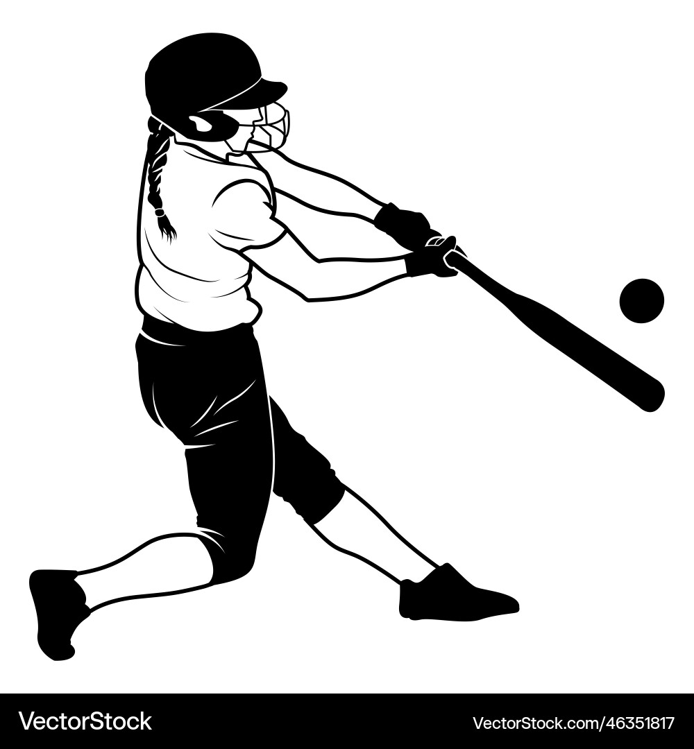 Batter hitting the ball black Royalty Free Vector Image