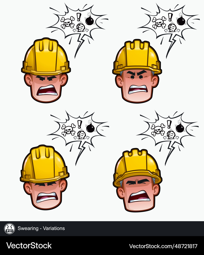Construction Worker - Anger Expressions Royalty Free Vector